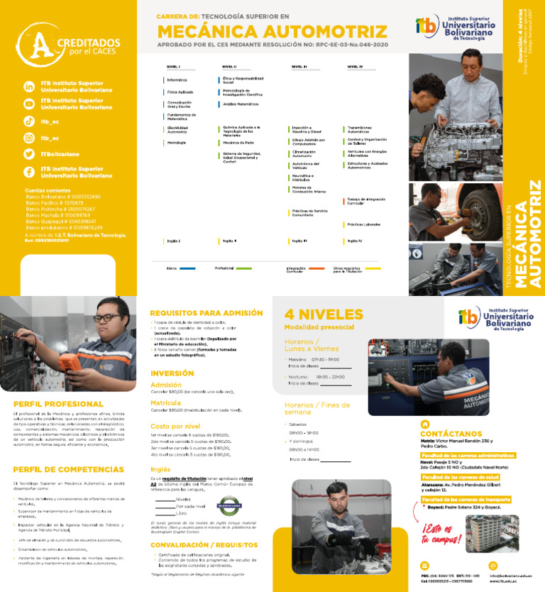 Triptico Mecánica Automotriz 2024 - OCTUBRE 23 - CURVAS | PDF