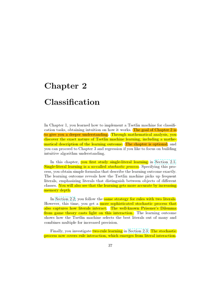 Tsetlin Machine Book Chapter 2 Classification | PDF | Markov Chain | Applied Mathematics