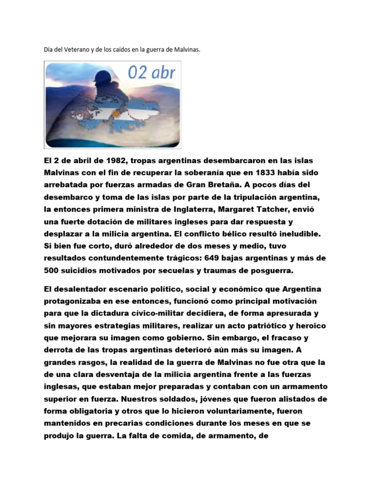 2 de Abril Dia de Los Caidos en Malvina | PDF | Argentina | Relaciones ...