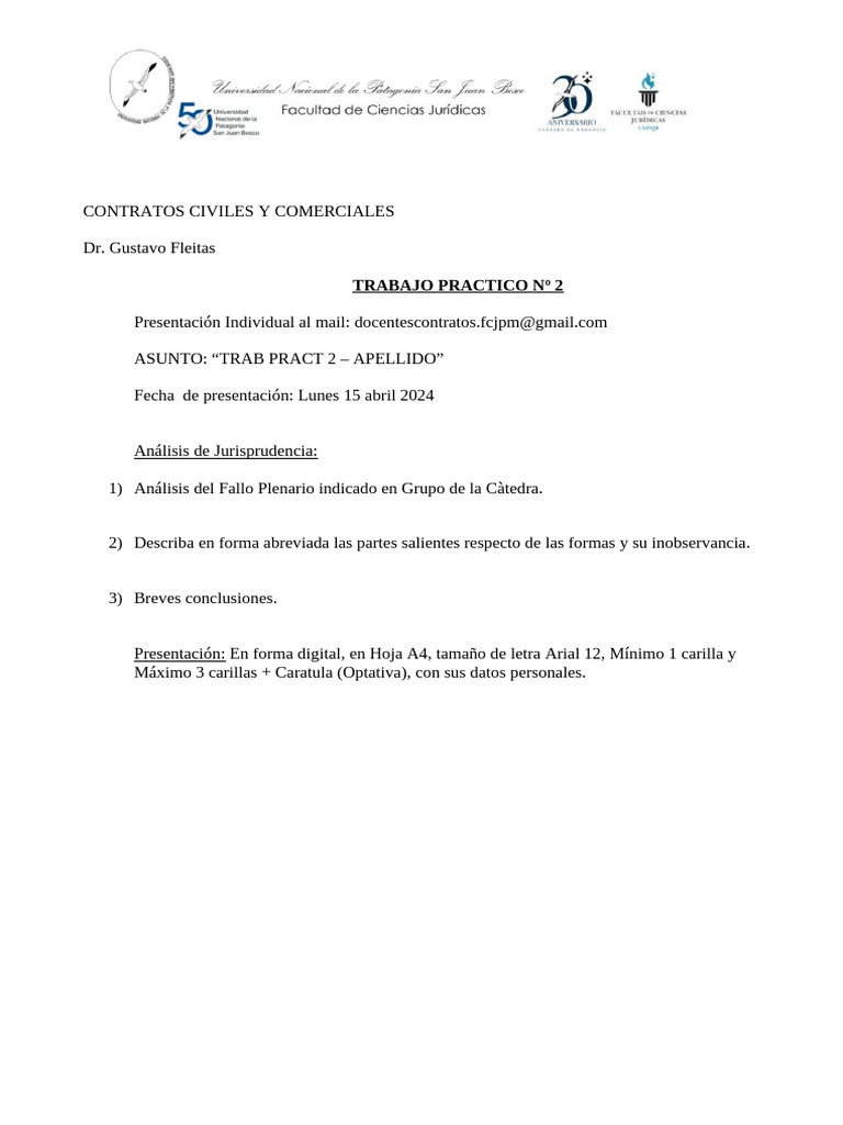 TRAB PRACT CONTRATOS 2do 2024 | PDF