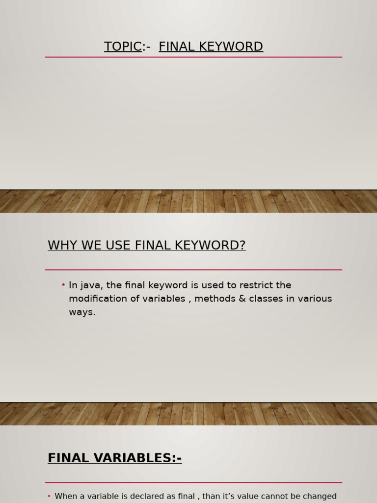 Final Keyword | PDF