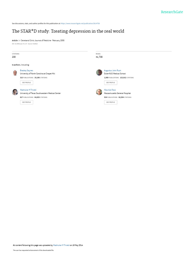 Sequenced Treatment Alternatives To Relieve | PDF | Major Depressive ...