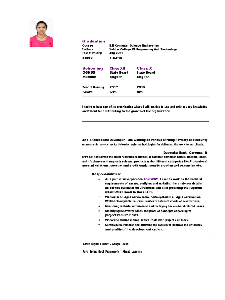 Backialakshmi UpdatedResume | PDF | Agile Software Development | Software Development Process