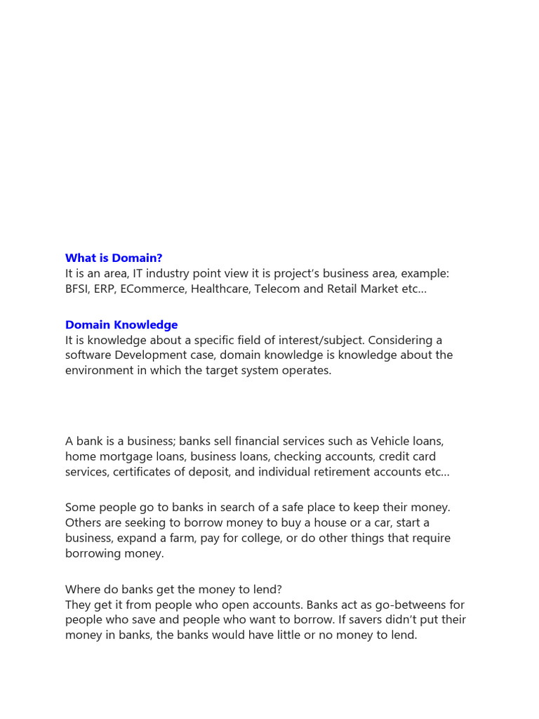 Banking Domain Knowledge Overview | PDF | Cheque | Banks