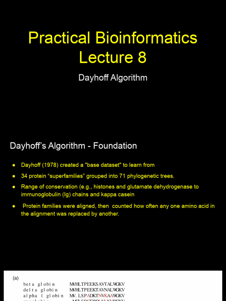 Dayhoff Algorithm in Bioinformatics | PDF | Life Sciences | Structural Biology