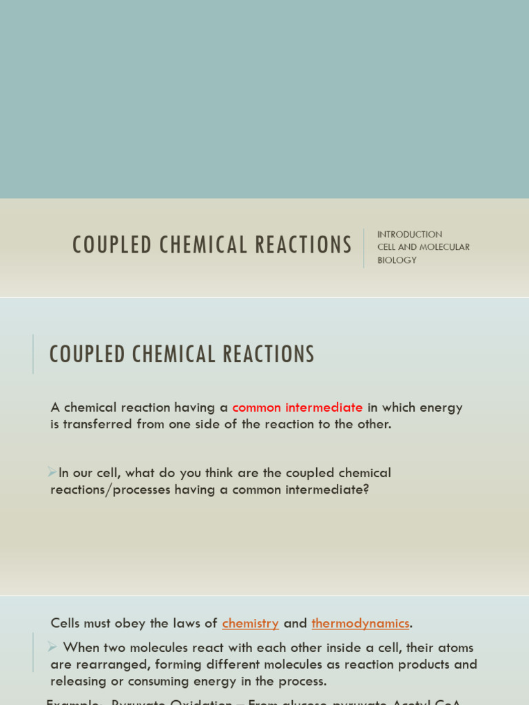 Coupled Chemical Reactions | PDF | Photosynthesis | Photochemistry