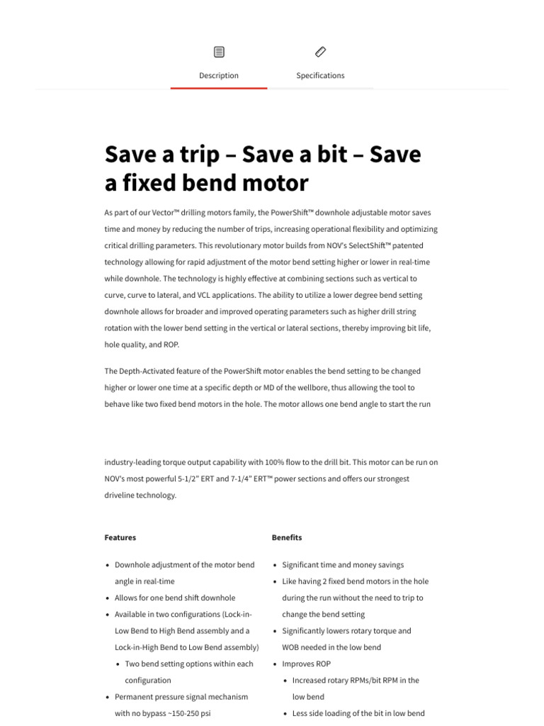 PowerShift Downhole Adjustable Motor - NOV | PDF | Drill | Manufactured ...