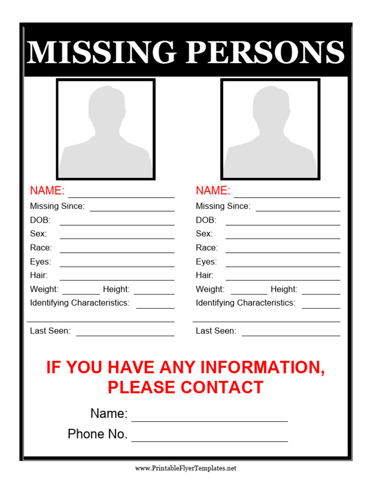 Main Multiple Missing Persons Poster Template | PDF