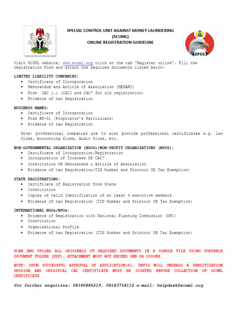 SCUML COMPANY REGISTRATION | PDF
