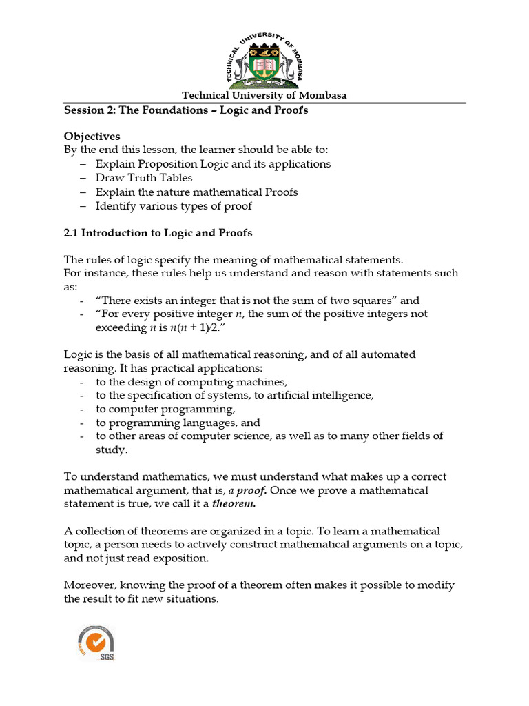 Intro to Logic for Computer Science Students | PDF | Mathematical Proof ...