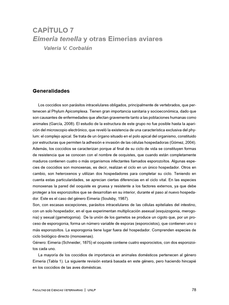 Coccidiosis en Aves: Eimeria tenella y Más | PDF | Biología