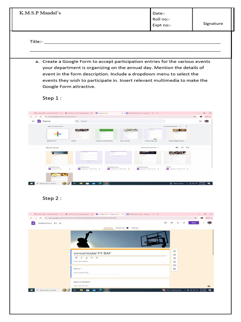 Google Forms for Event Participation | PDF