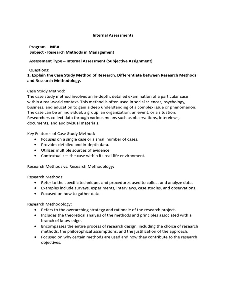 Research Methods in Management 2nd Sem | PDF | Methodology | Data