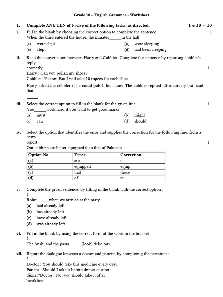 Gr10 Grammar Mixed Ex 24-25 | PDF
