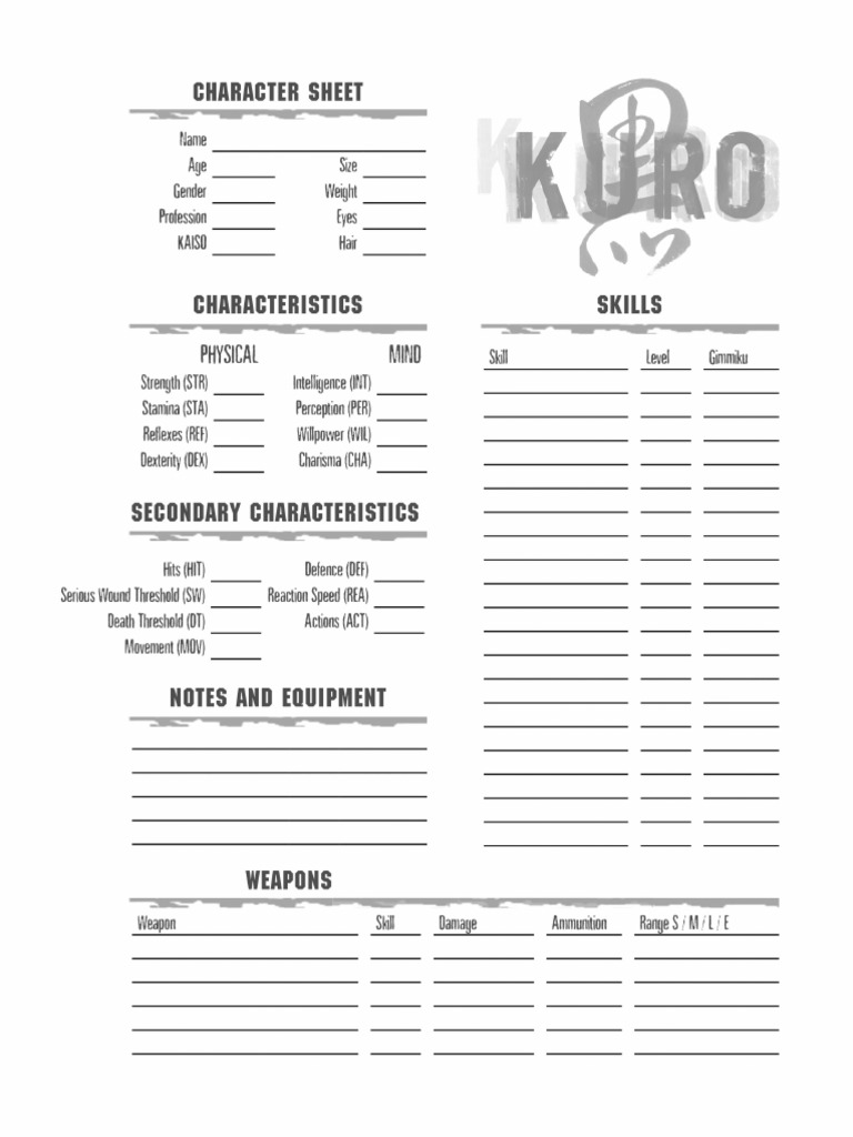 KuroCharactersheet | PDF