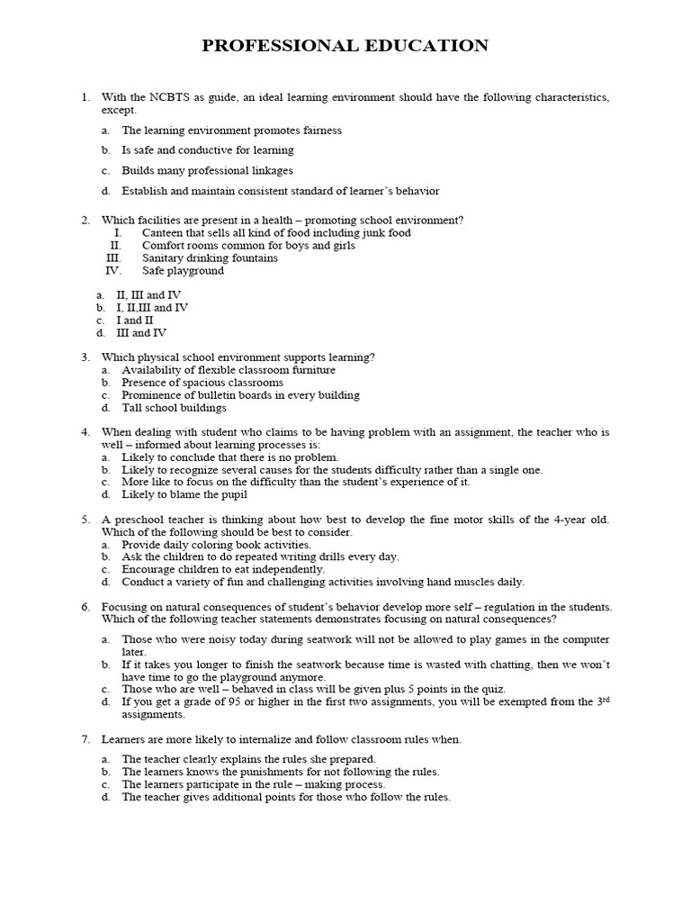Professional Education Test - 2 | PDF | Learning | Teachers