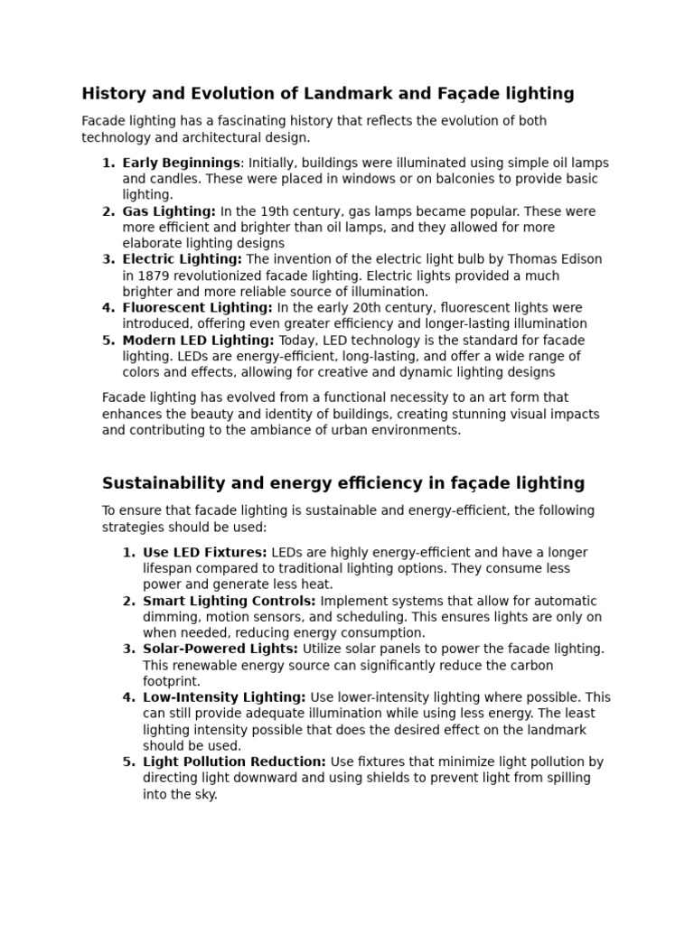 History and Evolution of Landmark and Façade Lighting | PDF | Lighting ...