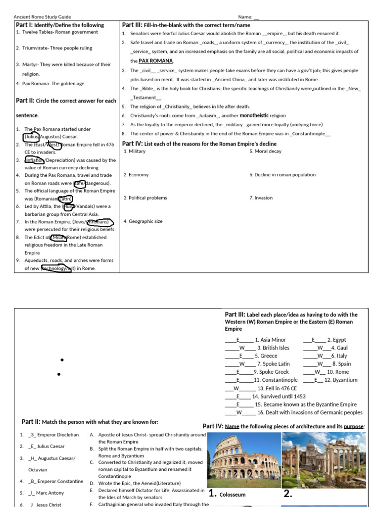 Roman Empire Study Guide Done | PDF | Roman Empire | Ancient Rome