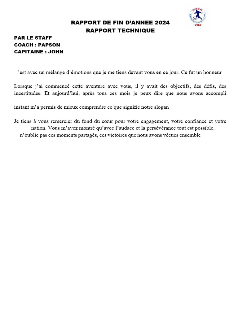Rapport Annuel Staff 2024 | PDF