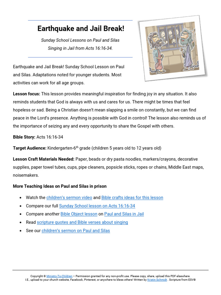 Sunday School Lesson Paul and Silas | PDF | Paul The Apostle | Jesus