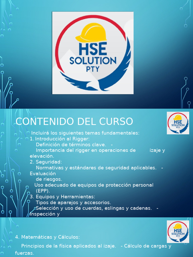 contenido curso rigger basico | PDF | Grúa (máquina) | Planificación