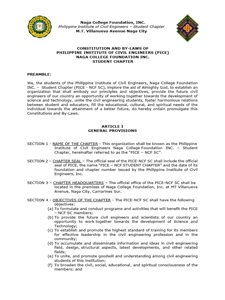 PICE NCF SC Constitution and by Laws | PDF | Impeachment | Ratification