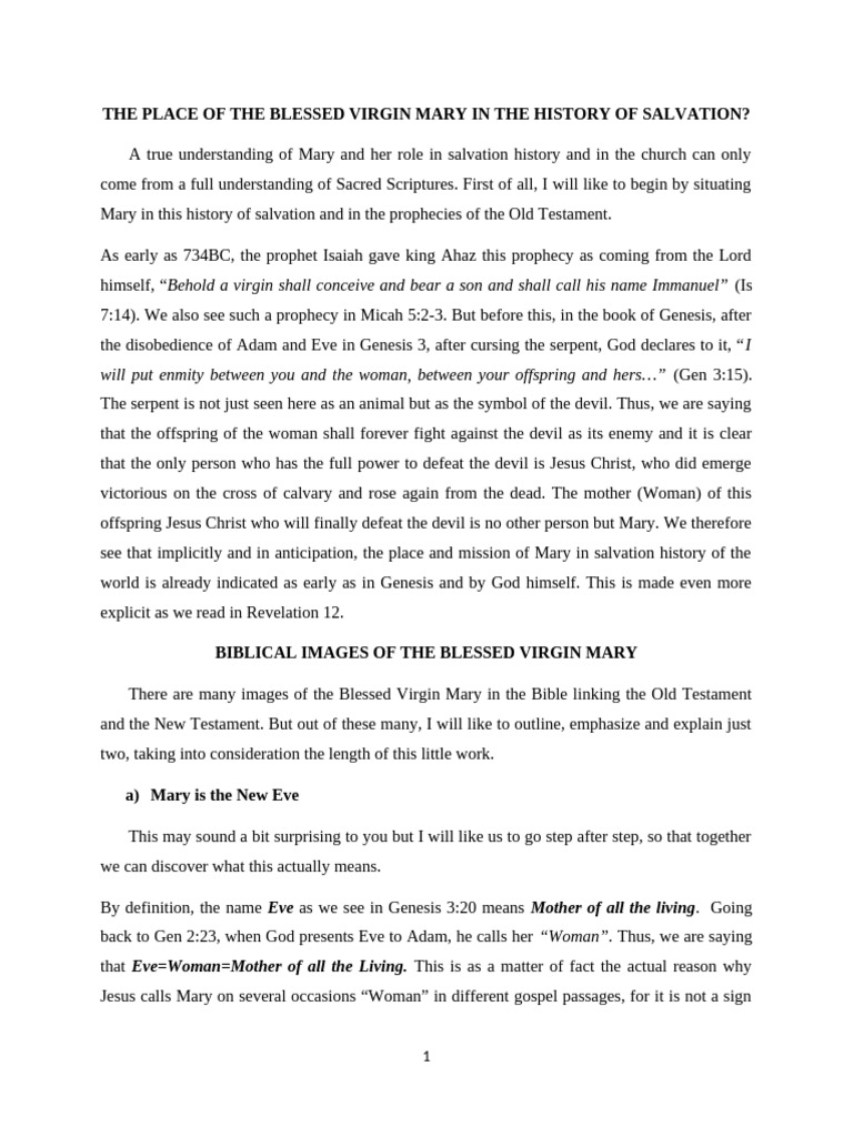 MARY AND THE SCRIPTURES BY ANTHONY KENUHWOH GODRED, Sch. P | PDF | Mary ...