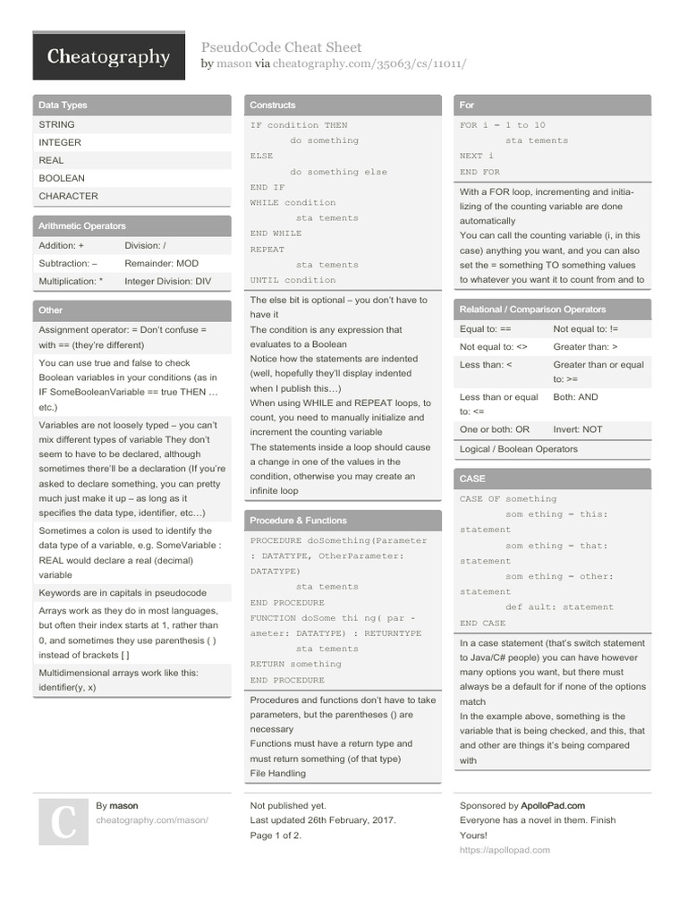 Masonpseudocode Pdf Boolean Data Type Theoretical Computer Science 3013