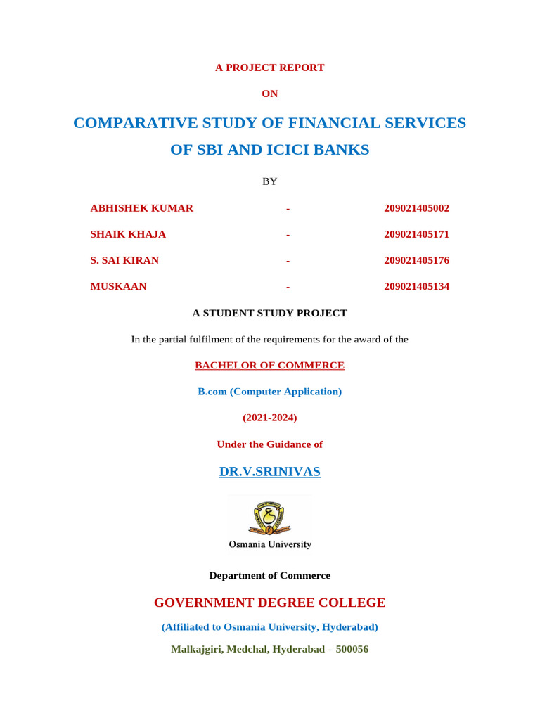 SBI vs ICICI: Financial Services Study | PDF | Banks | Loans