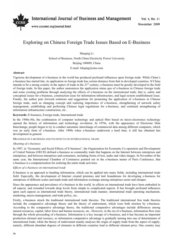 E-Business Impact on Chinese Trade Issues | PDF | Market (Economics ...