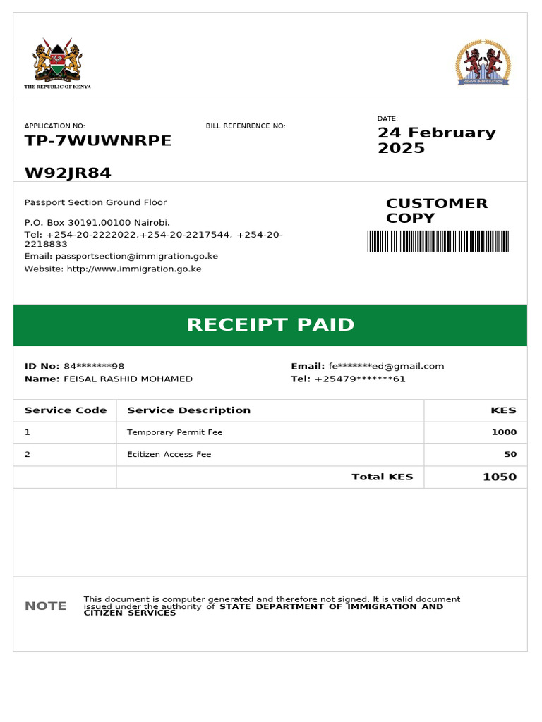 Tp-7wuwnrpe-Immigration Receipt | PDF | International Law | Government ...