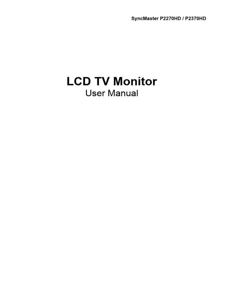 Samsung HDTV Monitor P2270HD - Ser 2 | PDF