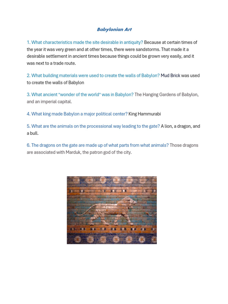 Babylonian Art and History Insights | PDF