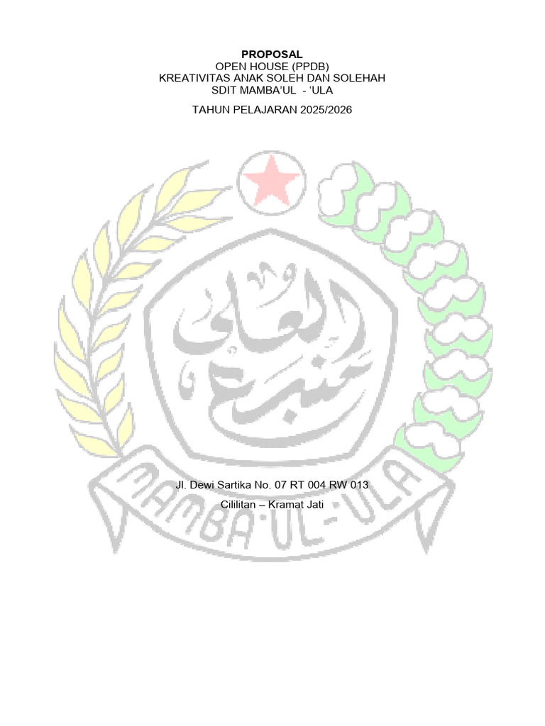 Proposal Open House SDIT Mambaul-Ula 2025-2026 | PDF