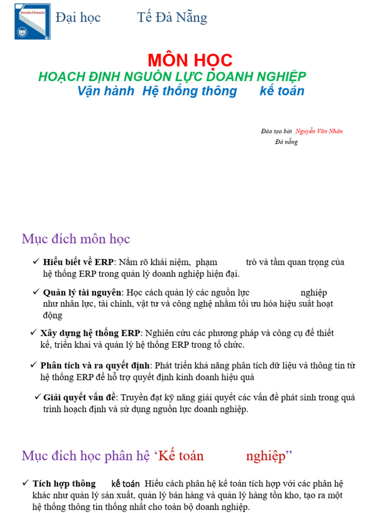 K49 - Mon Hoc ERP - Phan He He Thong Thong Tin Ke Toan Tai Chinh | PDF