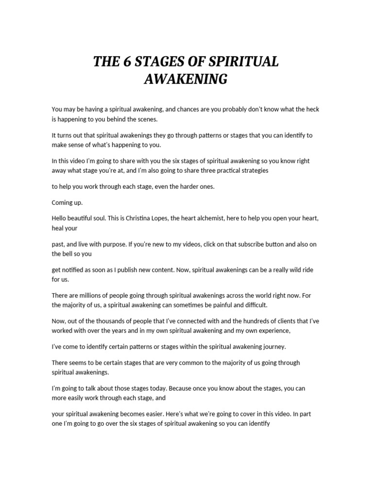 6 Stages of Spiritual Awakening - Christina Lopes | PDF | Thought | Soul