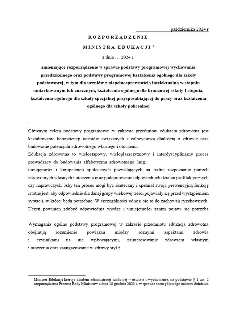 Rozp - MEN-edukacja zdrowotna-SP | PDF