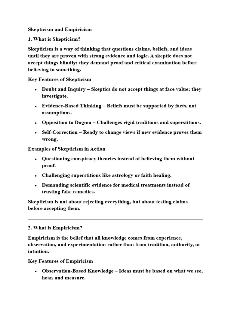 Skepticism and Empiricism | PDF | Skepticism | Empiricism