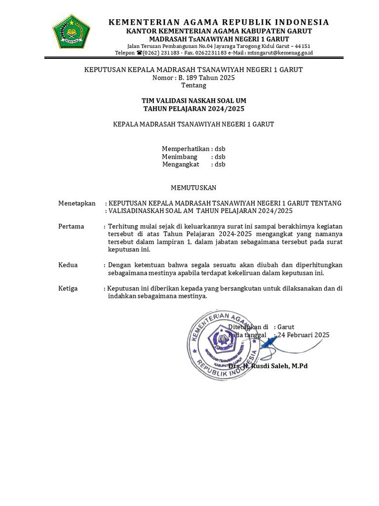 SK Tim Validasi | PDF