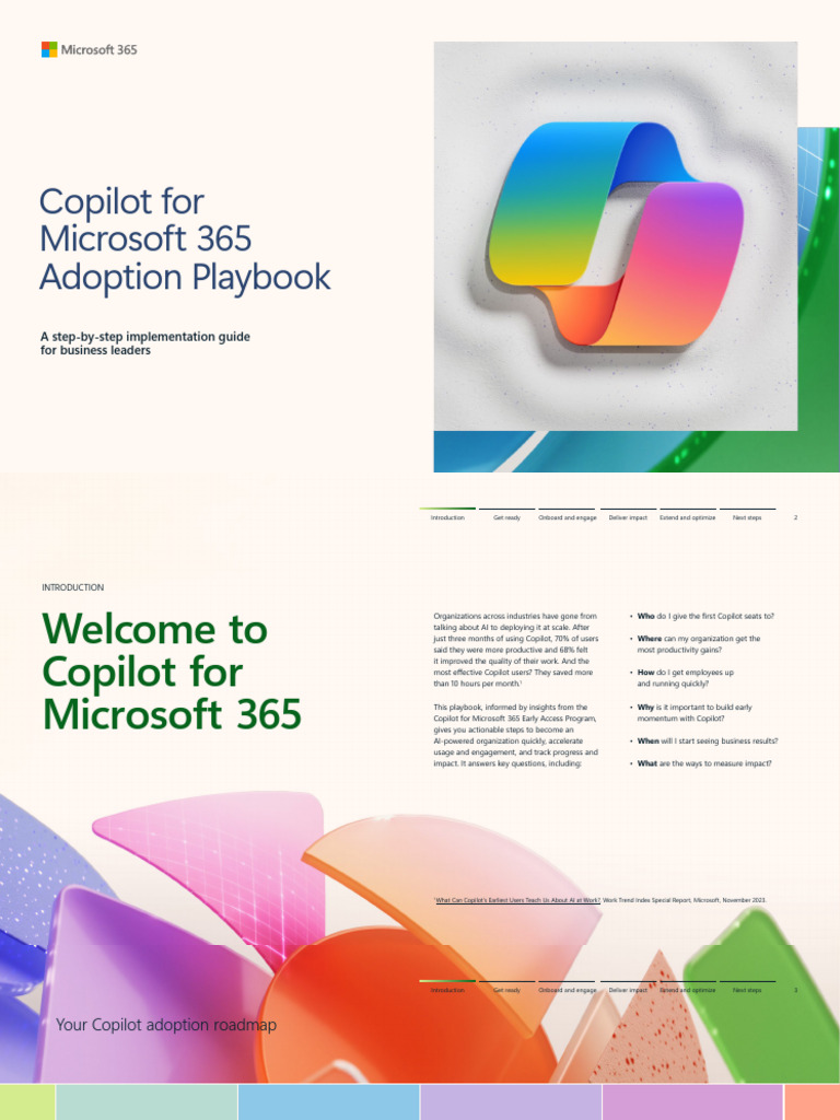 Copilot For Microsoft 365 Adoption Playbook | PDF | Artificial Intelligence | Intelligence (AI ...