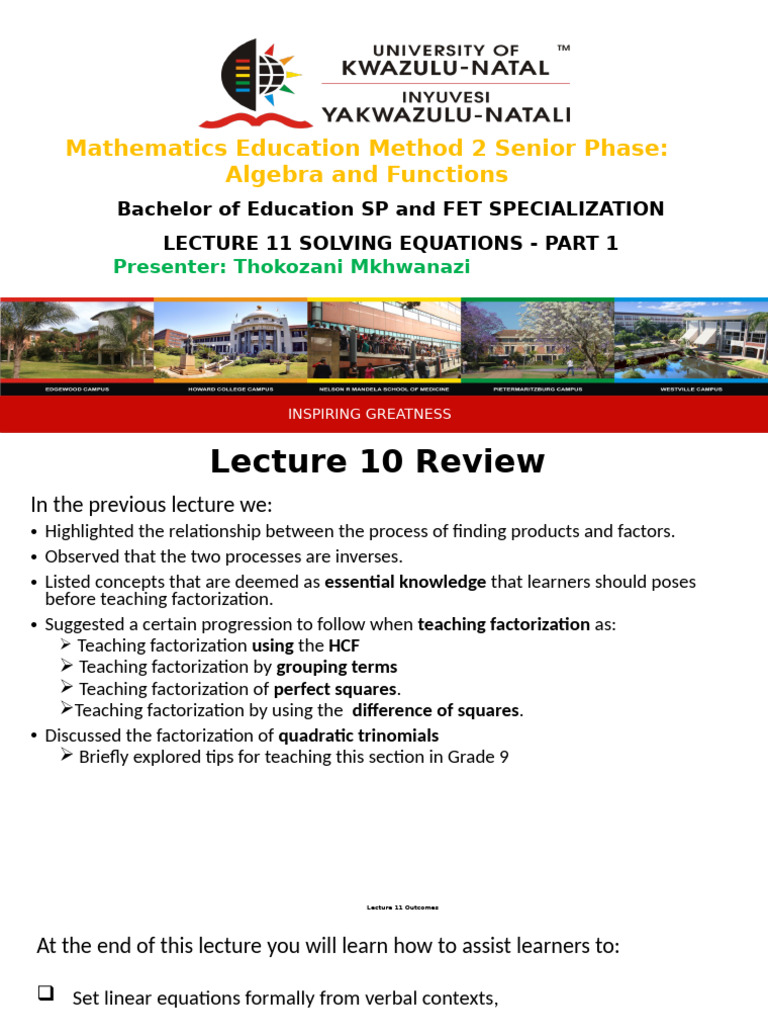 Lect 112023 (Solving Equations Part 1) | PDF | Equations | Numbers