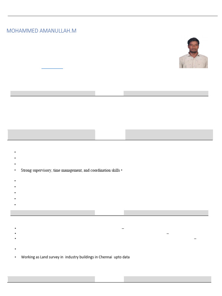 Civil Engineer Resume of Mohammed Amanullah | PDF