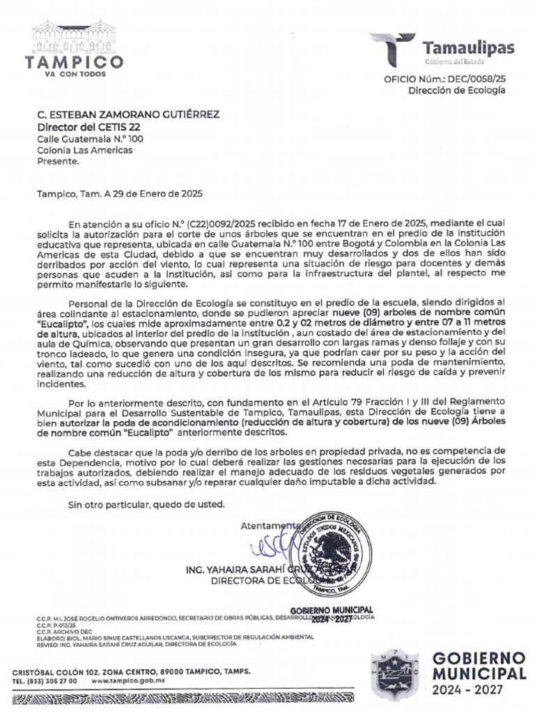 Permiso P-013-25 Poda 09 Arboles Col Las Americas CETIS 22 | PDF