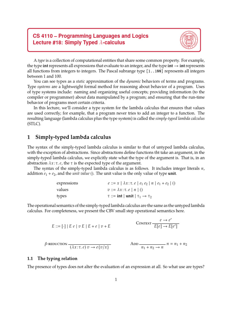 Simply Typed λ -calculus | PDF | Data Type | Parameter (Computer Programming)