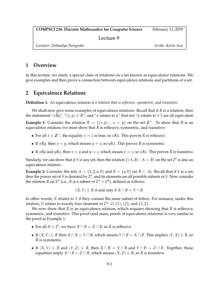 equivalence-relations-lecture1 | PDF | Empty Set | Abstract Algebra