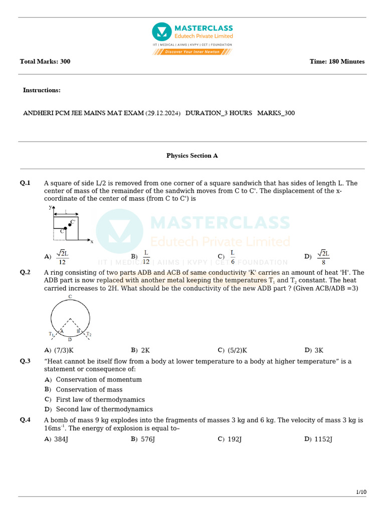 MP - PCM Jee Mains Mat 29TH Dec Q.P | PDF | Carboxylic Acid ...