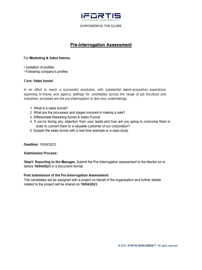 Pre-Interrogation Assessment | PDF