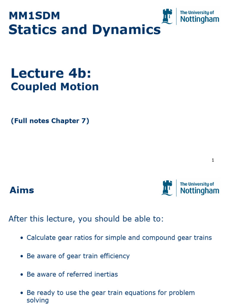 Dynamics Lecture 4b Coupled Motion | PDF | Gear | Physics
