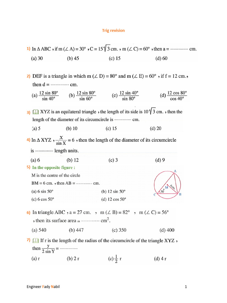 Trigonometry Revision Guide | PDF