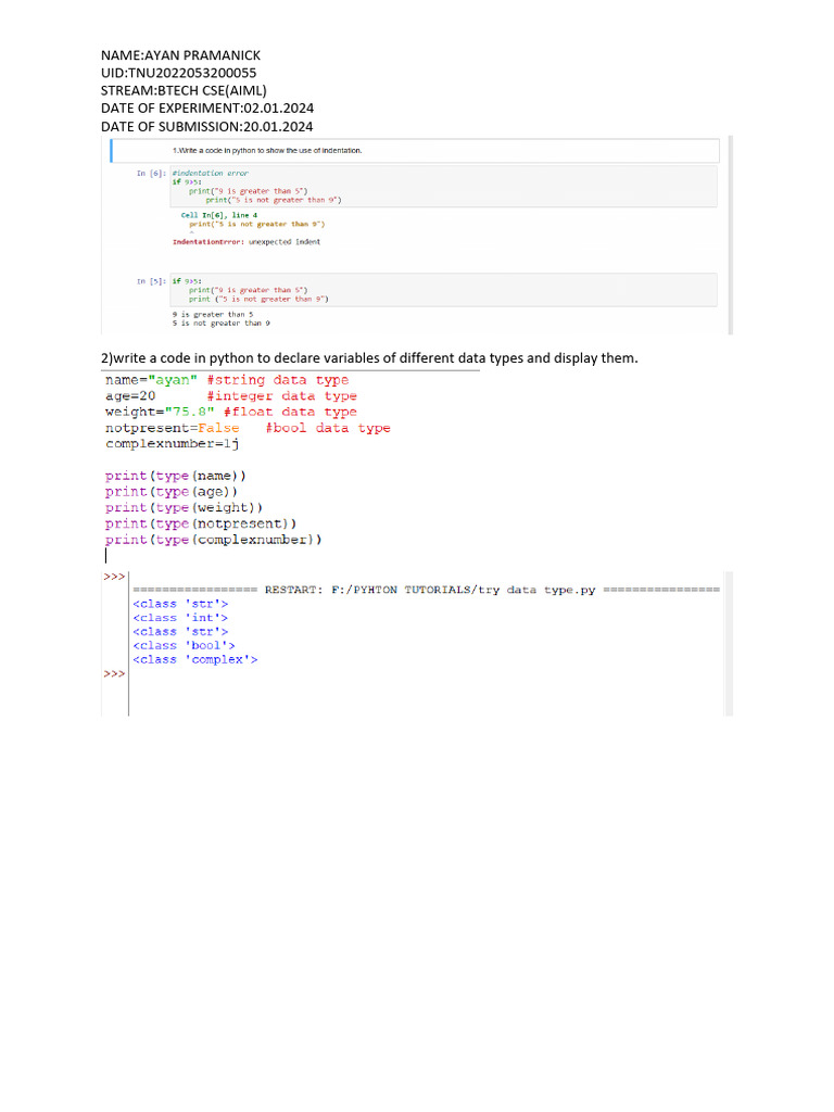 1 Assignment Basics of Python | PDF